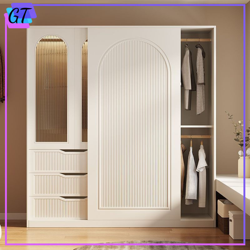 Wardrobe French Cream Style Wardrobe Small Apartment Sliding Door Home ...