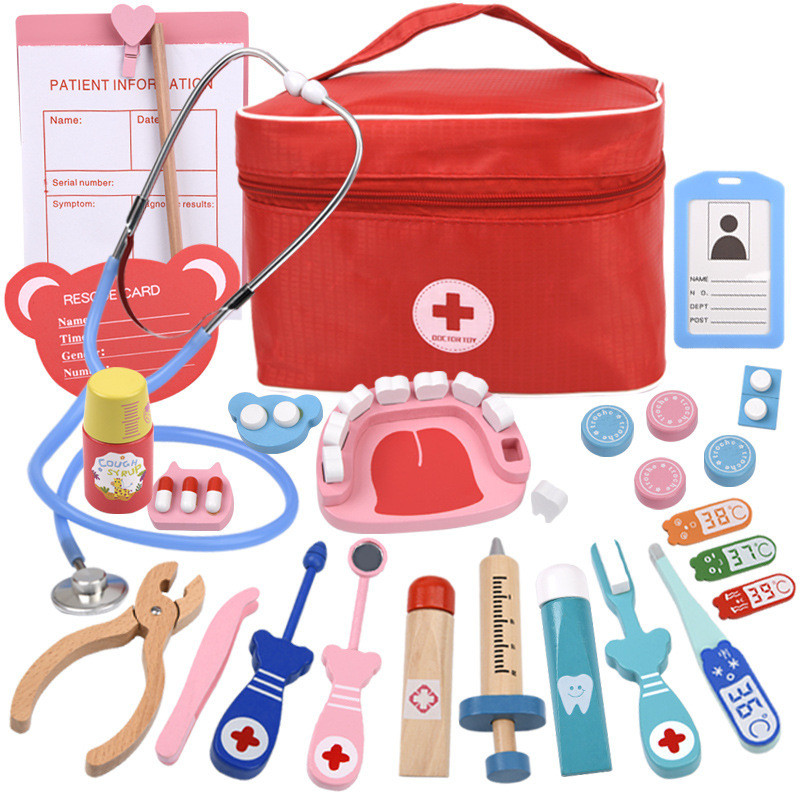 Pretend Play Doctor Set | Dentist Wooden Toys | Kids Pretend Doctor Set ...