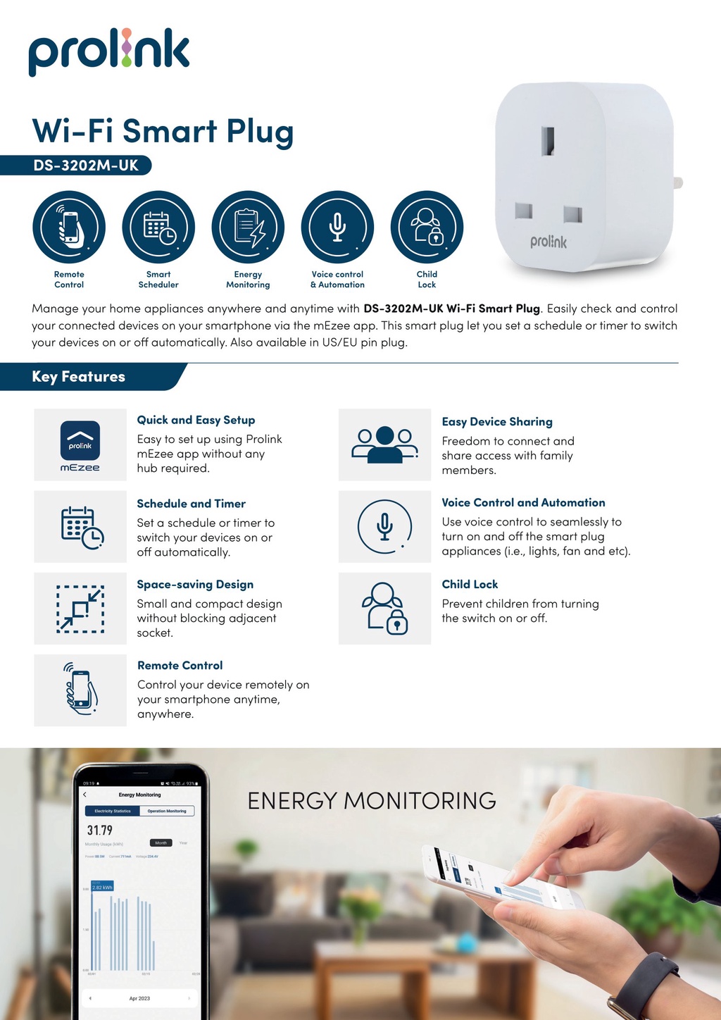 [Upgraded Features] Prolink mini WiFi Smart Plug Socket with Energy ...