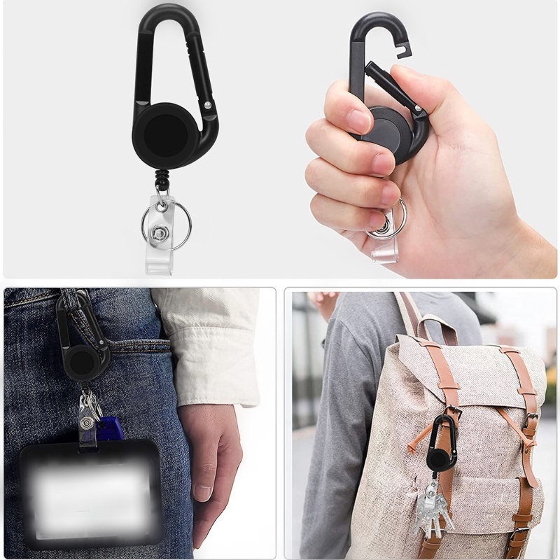 Heavy Duty Retractable Pull Steel Wire Carabiner - Easy To Pull ...
