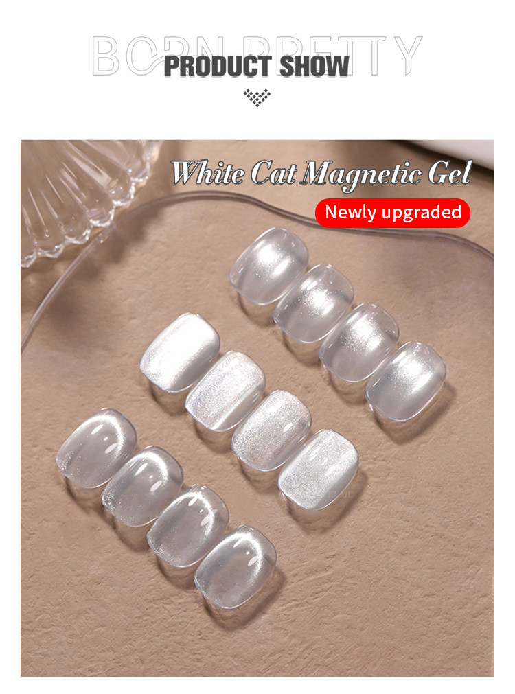 BORN PRETTY Moonlight White Cat Magnetic Gel Semi Permanent UV Gel 10ml ...