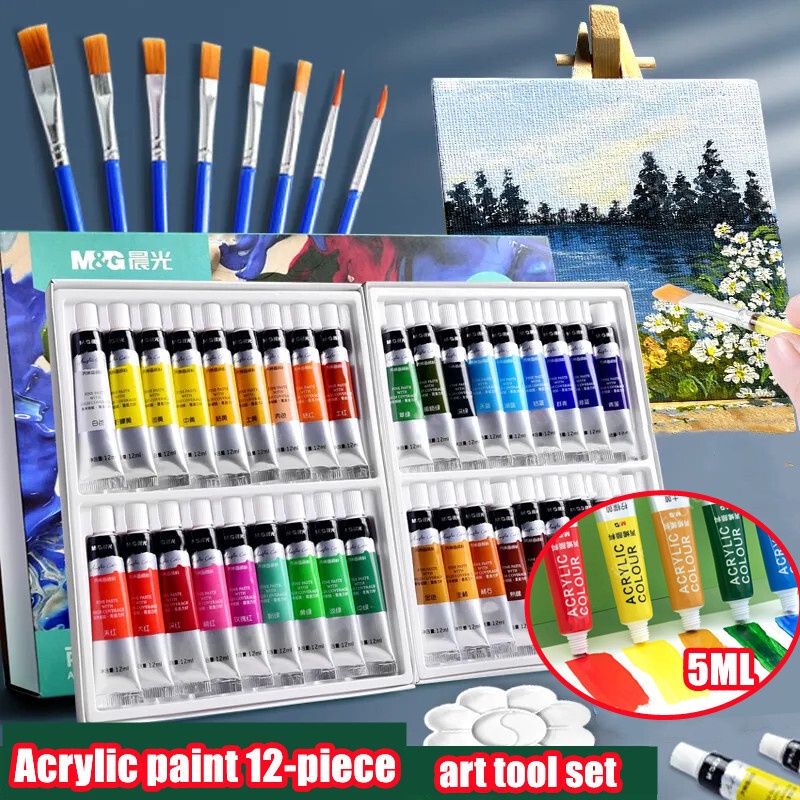 Acrylic Paint 12/18/24/ Colors 5ML Art Painting Tools Oil Water Color ...