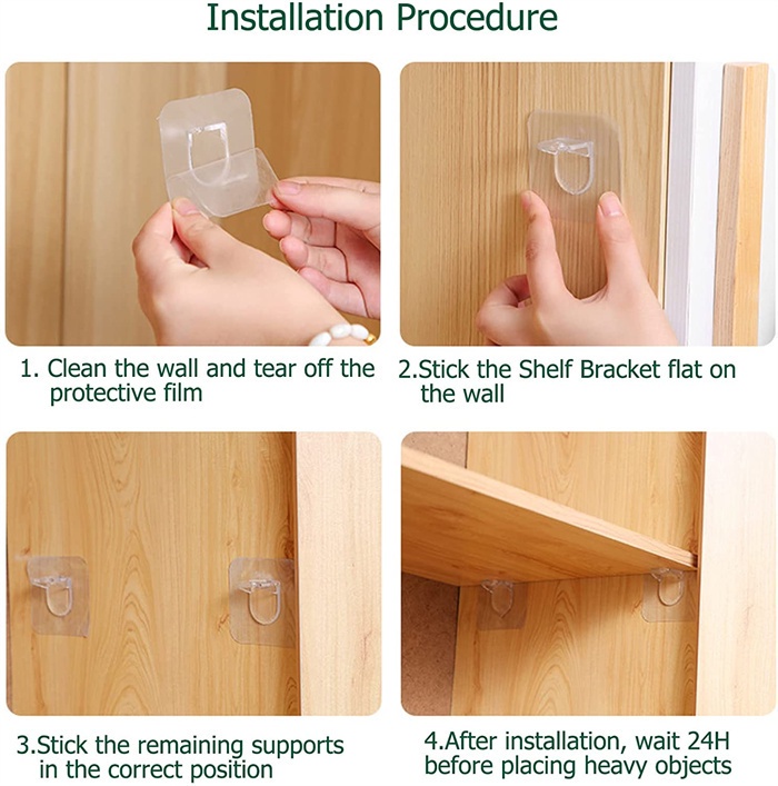 FEELING🔥隔板托 Upgraded Shelf Support Adhesive Wall Hooks Screw Clapboard ...