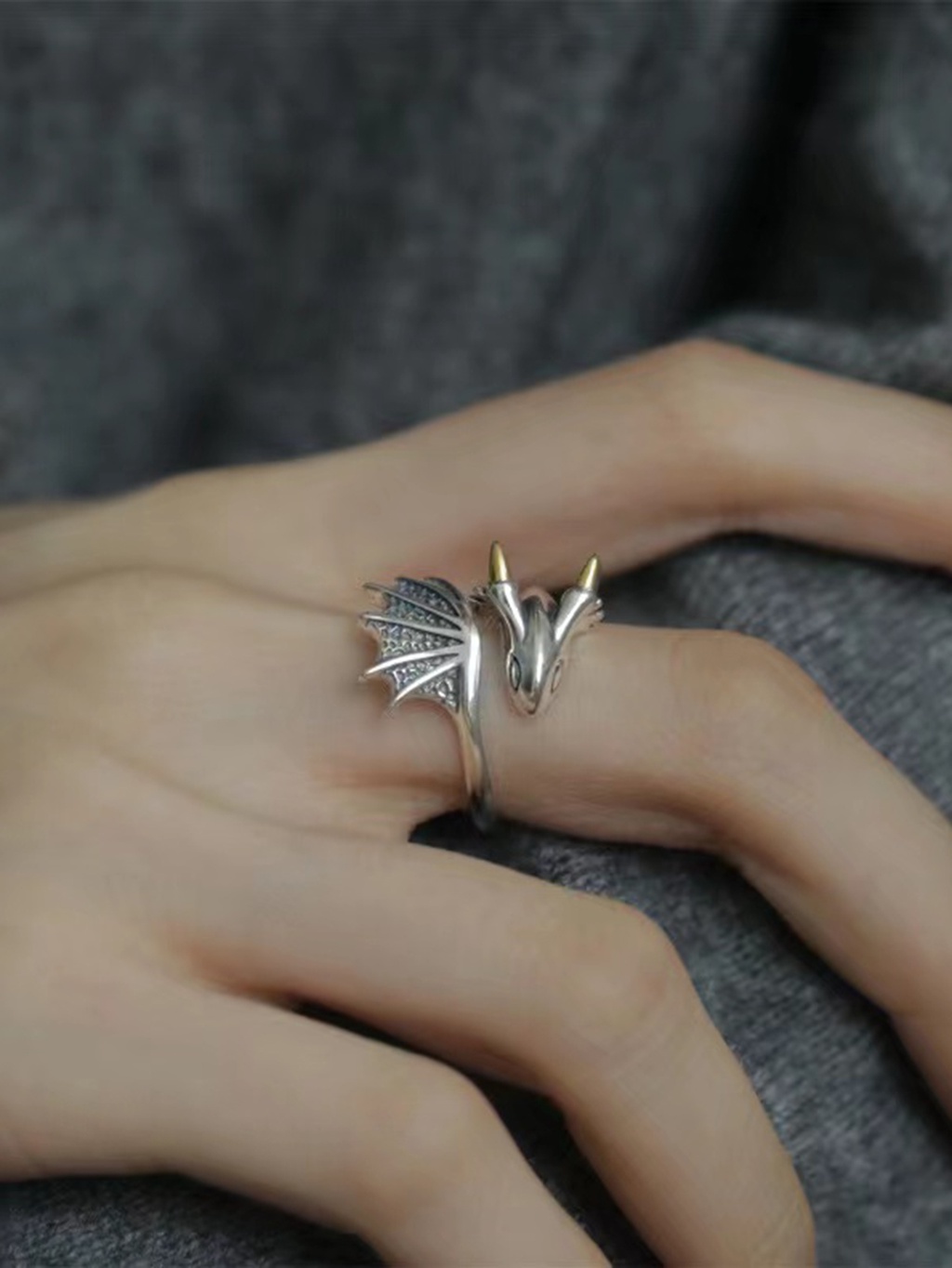 Metal Dragon Rings Punk Retro Animal Adjustable Finger Ring Hiphop Men ...