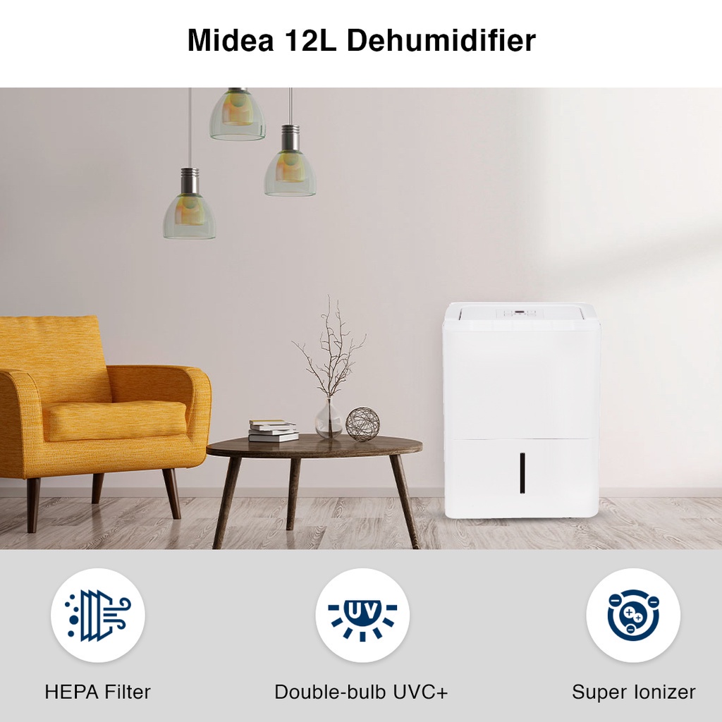 Midea MDDQ1-12DEN7 2-in-1 Dehumidifier + Air Purifier with H13 Hepa ...