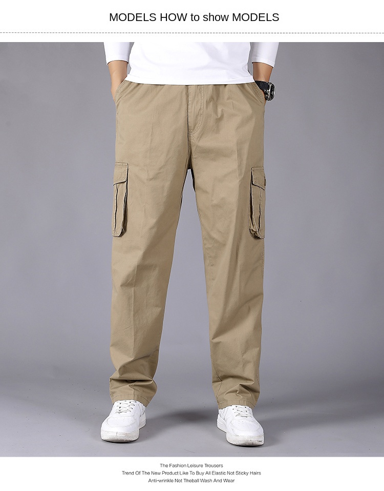 [M-6XL] Cargo Pants Men Plus Size Elastic Waist Long Pants Multi Pocket ...