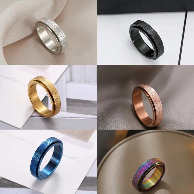 Anxiety Fidget Spinner Rings for Men Smooth Stainless Steel Spinning ...
