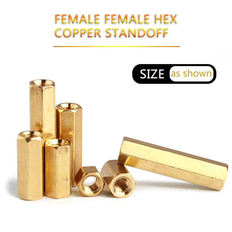 M3 Brass Hex Standoff Spacer Column Female to Female Screw Copper Flat ...