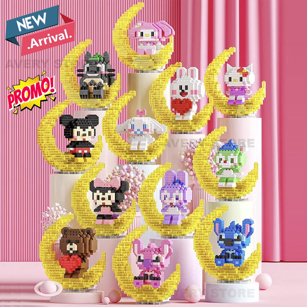 Moon Cartoon Block Toy Building Block Toy Building Block Mini Straw ...
