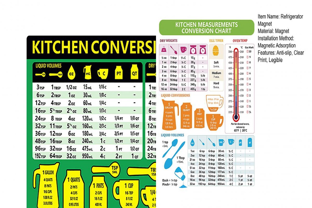 HOT Cooking Measurement Magnet Kitchen Conversion Magnet for Accurate ...