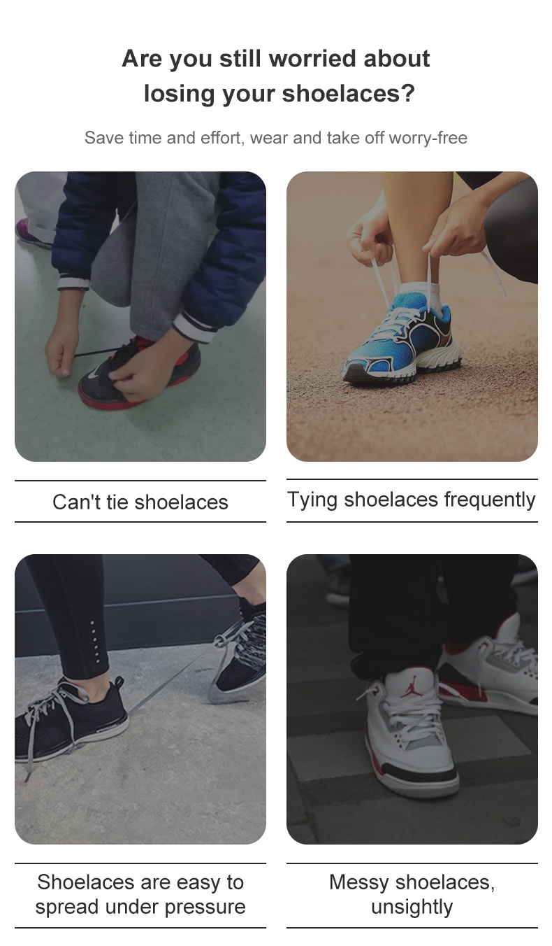 Fashion No Tie Shoelaces Elastic Laces Sneakers Flat Shoe Laces Without ...