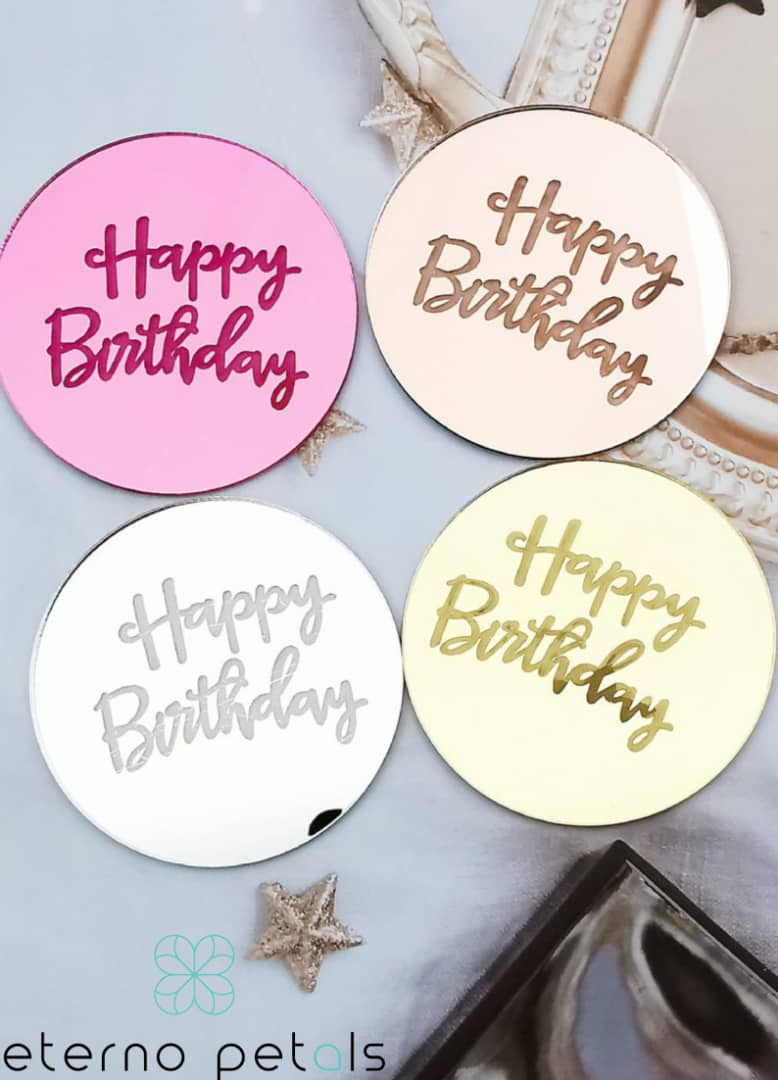 Round topper HAPPY BIRTHDAY CAKE DECORATIONS/SIDE MINI CAKE TOPPER FOR ...