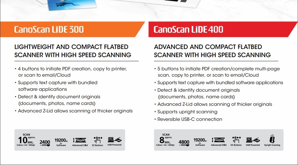 Canon LIDE 400 - Fast and Compact Flatbed Scanner with Upright Scanning ...
