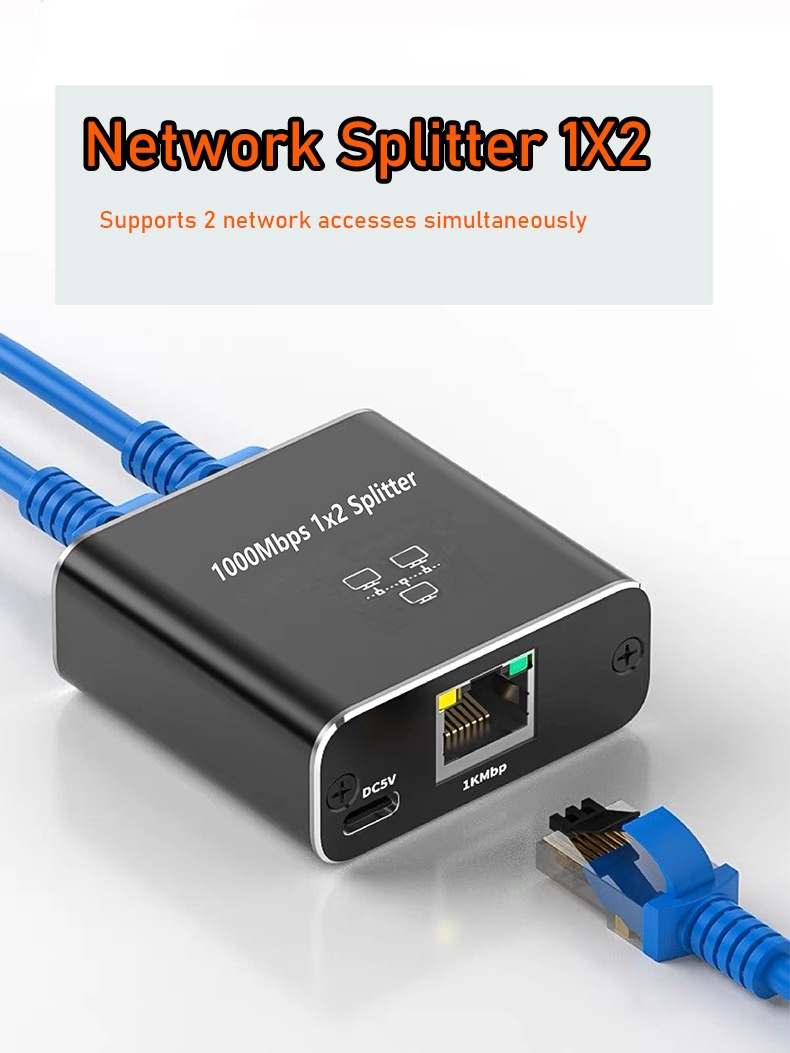 Gigabit Network Splitter Ethernet LAN Splitter for 2 PC laptop Network ...