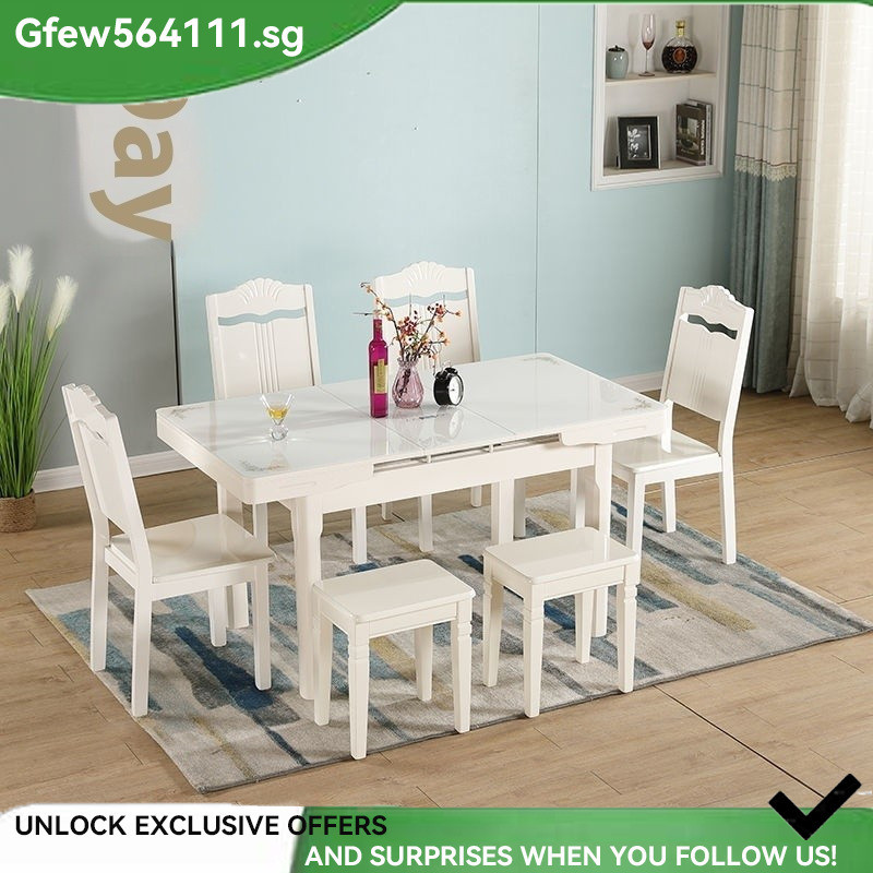 Gfew564111.sg Dining Table Modern Simple Dining Table Set Tempered ...