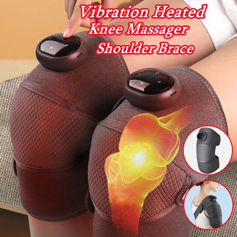Vibration Heated Knee Massager Shoulder Brace 3-In-1 Heated Knee Elbow ...