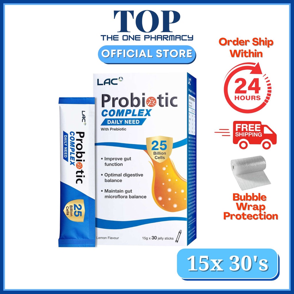 LAC Probiotic Complex 25 Billion - Lemon Flavour (15g x 30 Jelly Sticks ...
