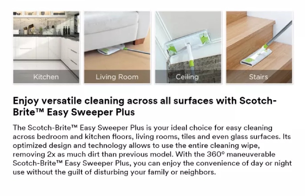3M™ Scotch-Brite™ Easy Sweeper Plus Paper Wiper Mop, Refill available ...