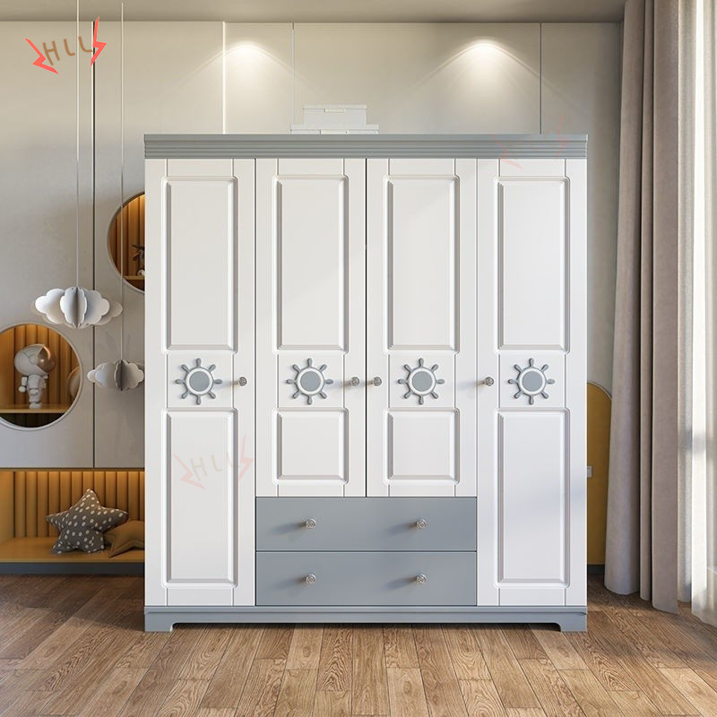 Home Bedroom Kids Cupboard Solid Wood Baby Storage 2 Door Wardrobe ...