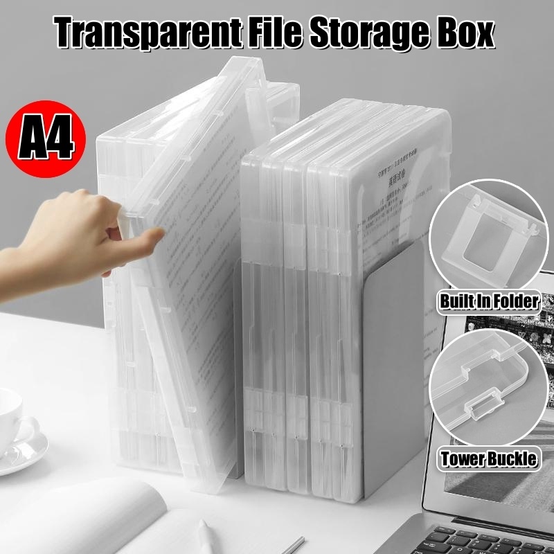 1/2/5PCS A4 File Storage Box Transparent Thickened PP Document ...