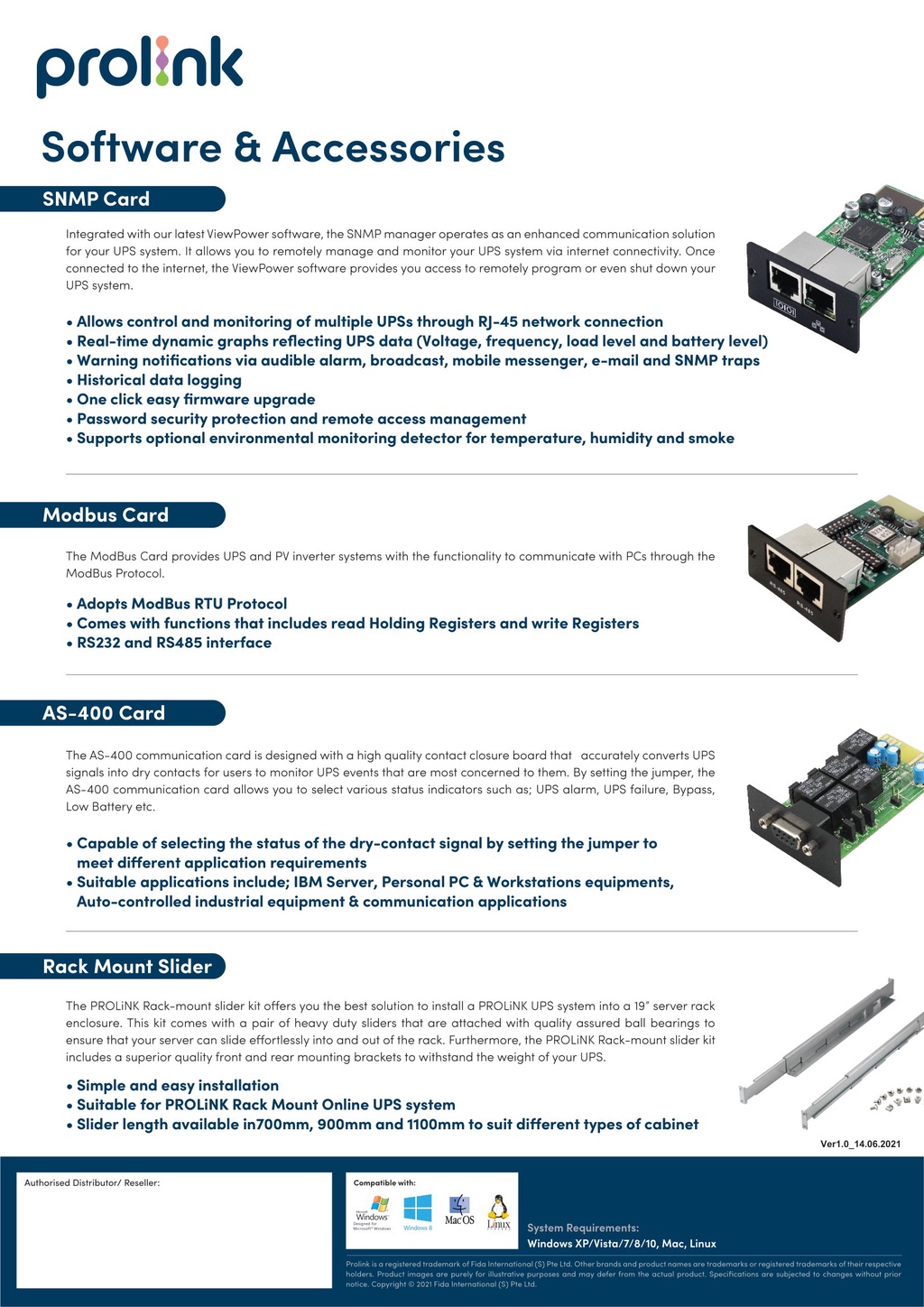 Prolink Network Management Card (SNMP, Modbus, AS-400 Relay Communication Card | Rackmount ...