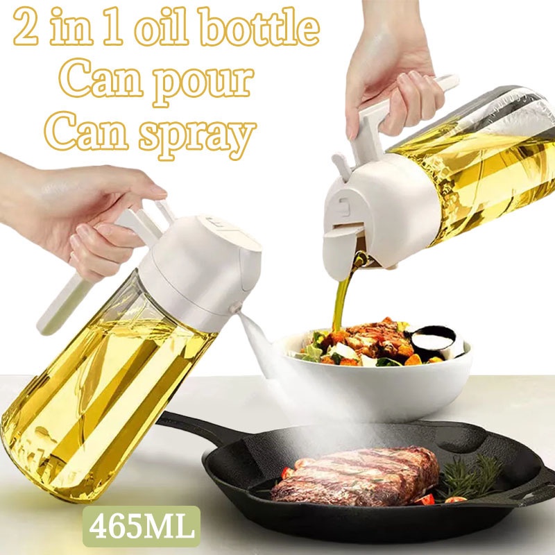🔥Ship 24h🔥465ML 2 In 1 Oil Bottle Dispenser Kitchen Glass Oil Bottle ...
