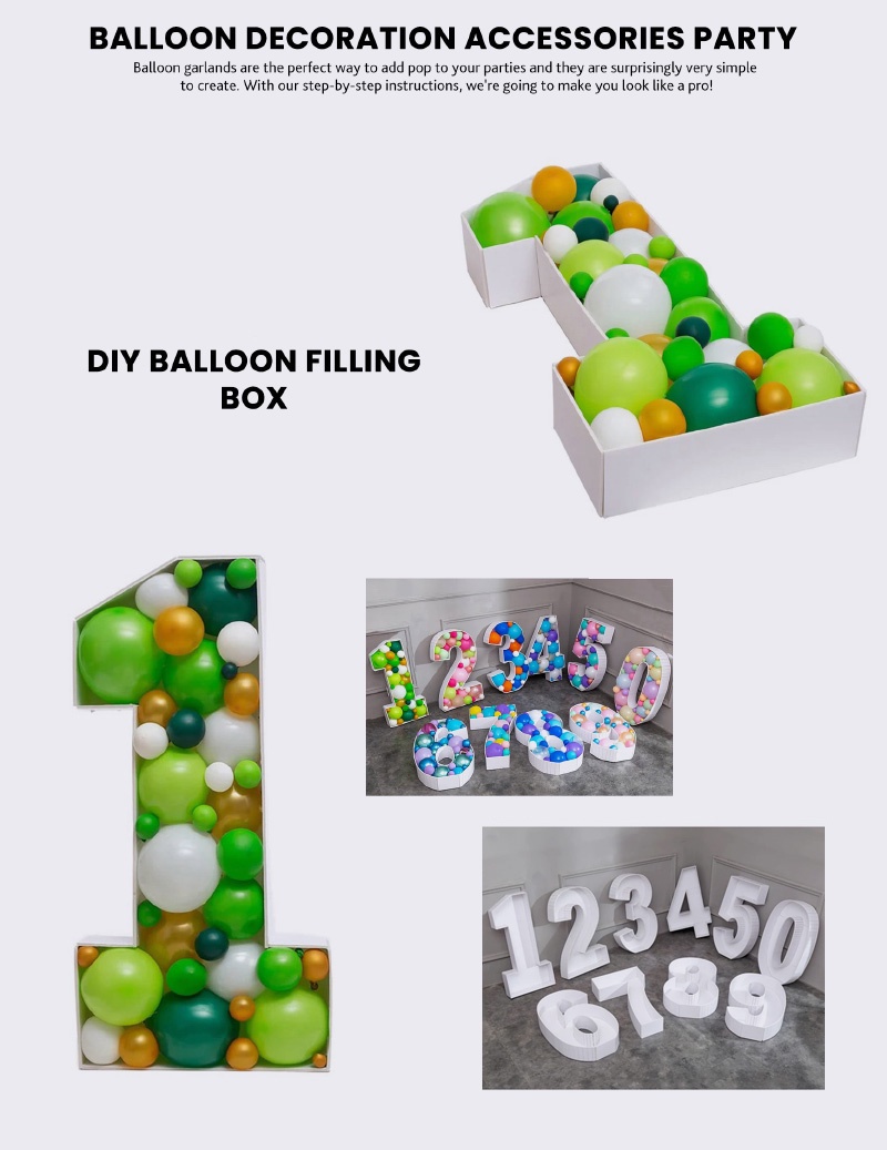 100cm Jumbo Birthday Number Balloon Frame Big Mosaic Number 1 2 3 ...