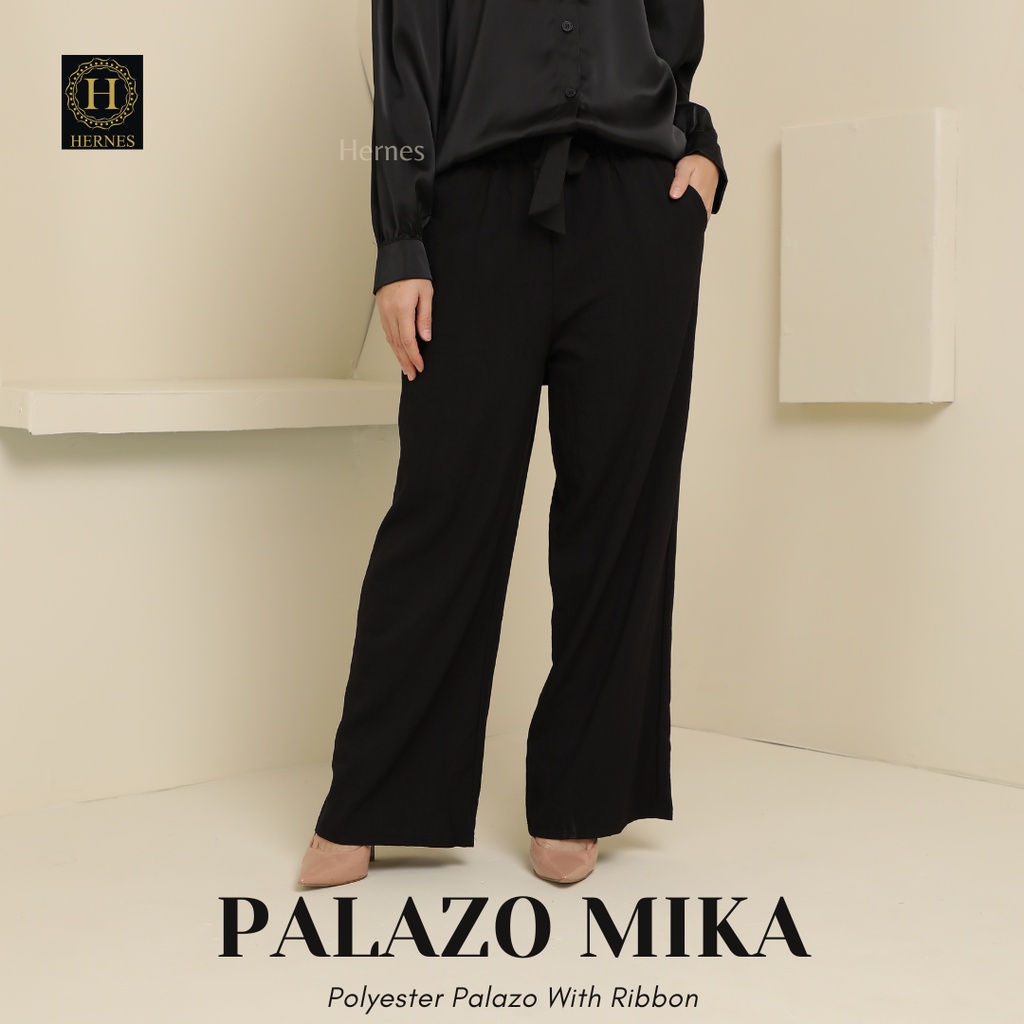 HERNES PALAZO MIKA PLAIN WITH POCKET AND BELT WITH PLUS SIZE SELUAR ...