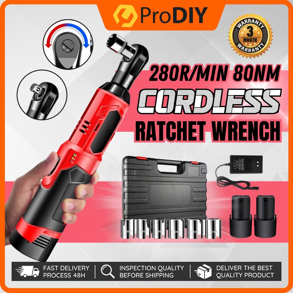 Portable Cordless Ratchet Wrench 18V 80NM Tool Rechargeable Scaffolding ...