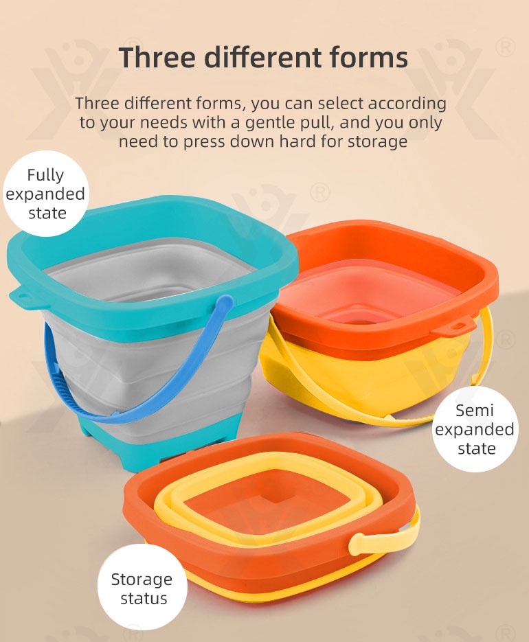 Foldable buckets playset, Kids Beach sand and water toy set. Soft ...