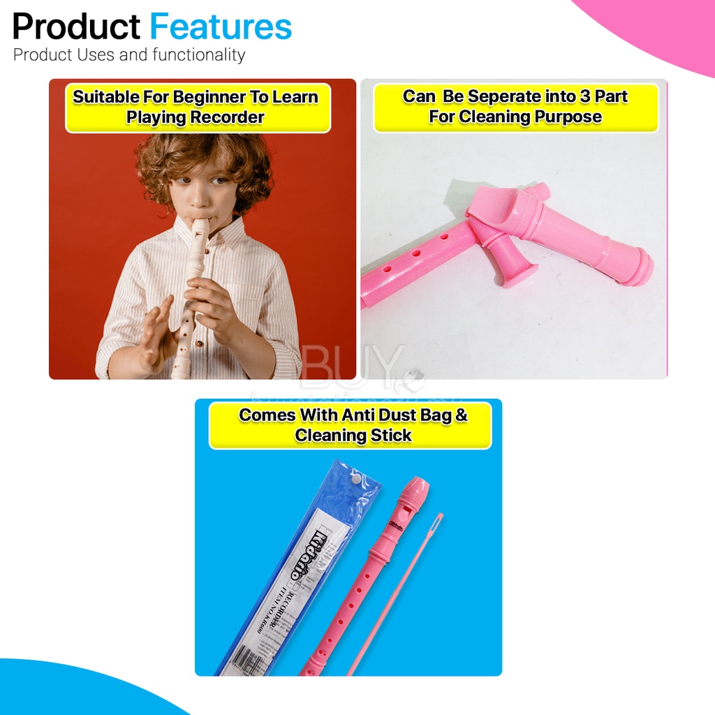 Kidario Recorder Seruling Rekoder Flute Colour KR500 KR600 (PCS ...