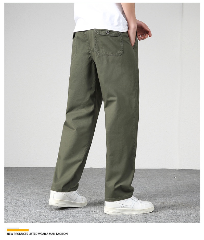 100%Cotton Pants Men Plus Size Stretchable Loose Cargo Long Pants Skin ...