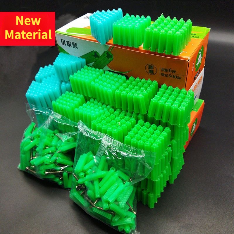 Green Plastic Expansion Pipe Tox Wall Plug with Stopper Expand Nails ...