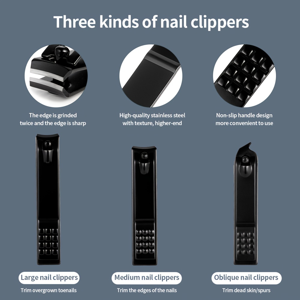 High-end Classic Black Nail Clipper Set 7/10/12/16/18 Piece Set Black ...