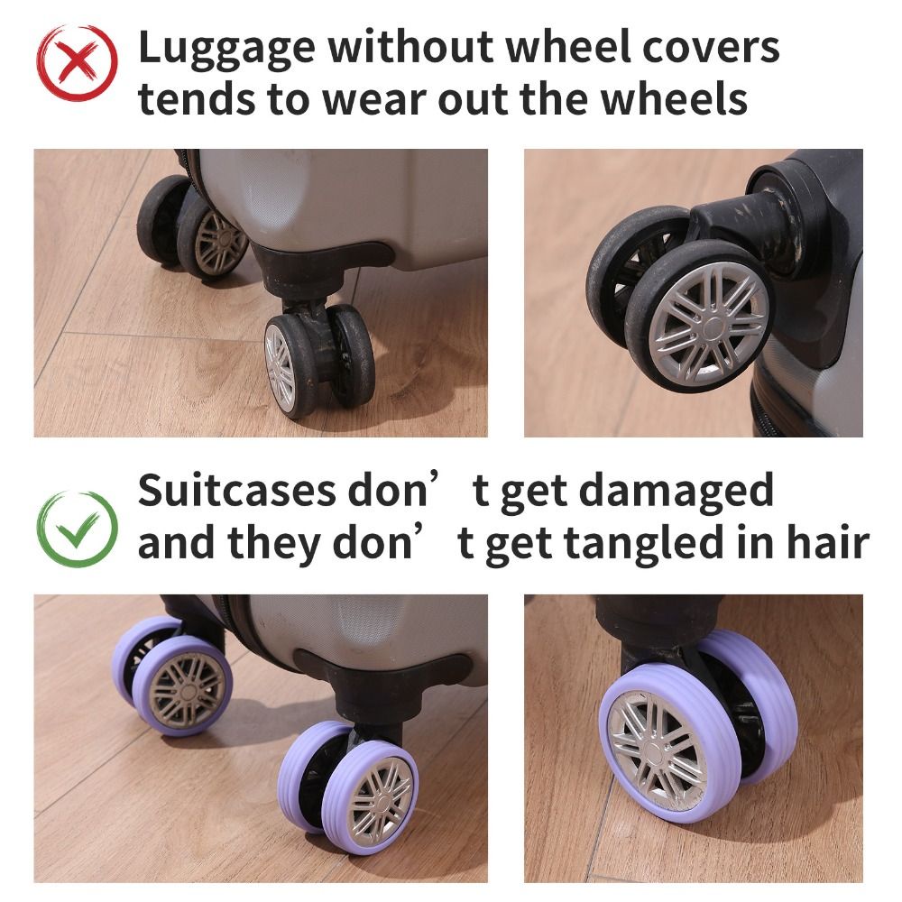 8pcs/set Anti-wear Luggage Wheels Protector Cover Elastic Silicone ...