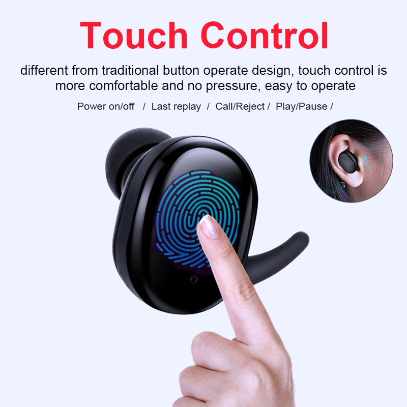 Tecsire TWS Stereo Bluetooth Earphone Wireless Earbuds Touch Control ...