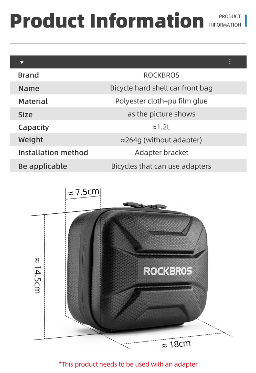 【3-day Delivery】ROCKBROS Bicycle Front Bag Waterproof Hard Shell Bike ...