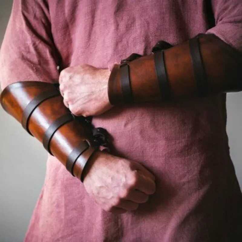 Medieval Viking Leather Bracers Larp Arm Wrist Guard Armor Pirate ...