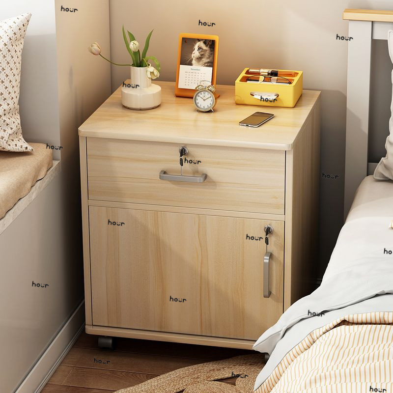 AB Bedside Table With Lock Bedroom Storage Cabinet Small Rental Room ...