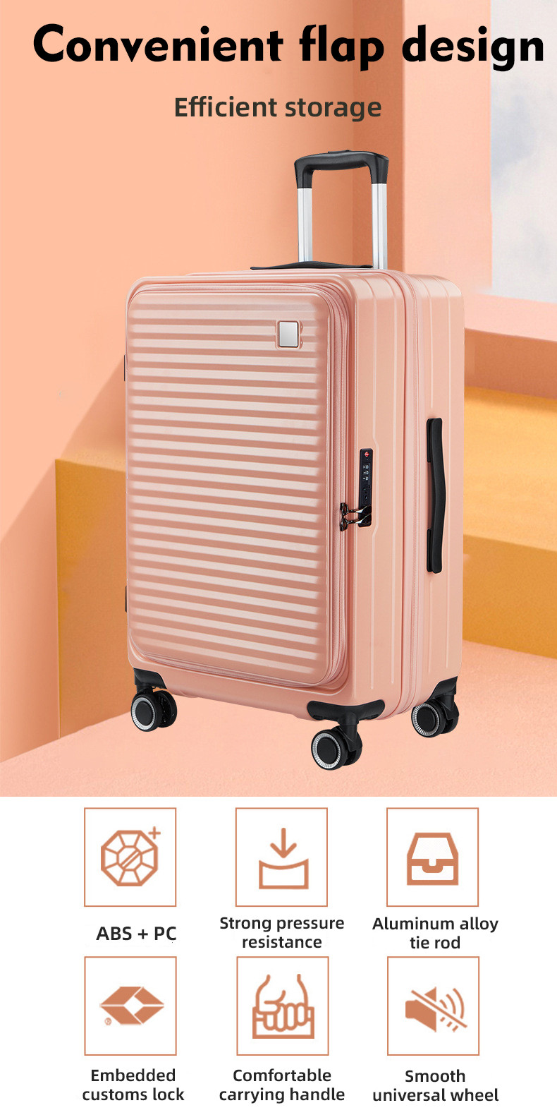 DY 【SG Local Seller】Front Opening Cabin Luggage with Silent Universal ...