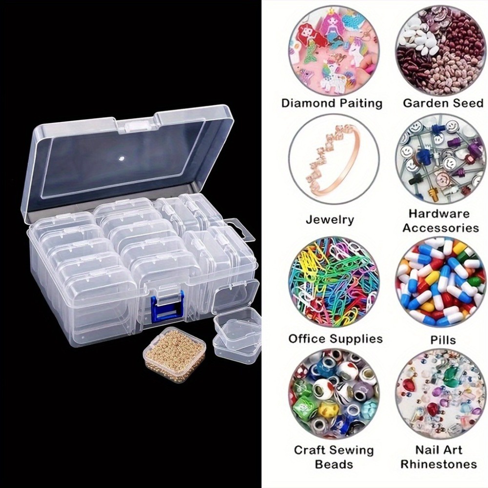 Small Bead Organizers, 15 Pieces Plastic Storage Cases Mini Clear Bead ...