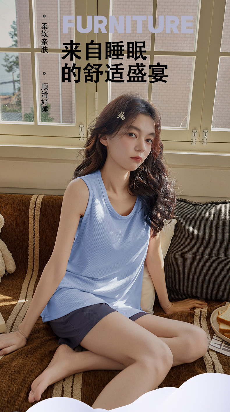 Pajamas Women Padded Pyjamas Set Summer Lady Sleeveless Sleepwear Woman ...