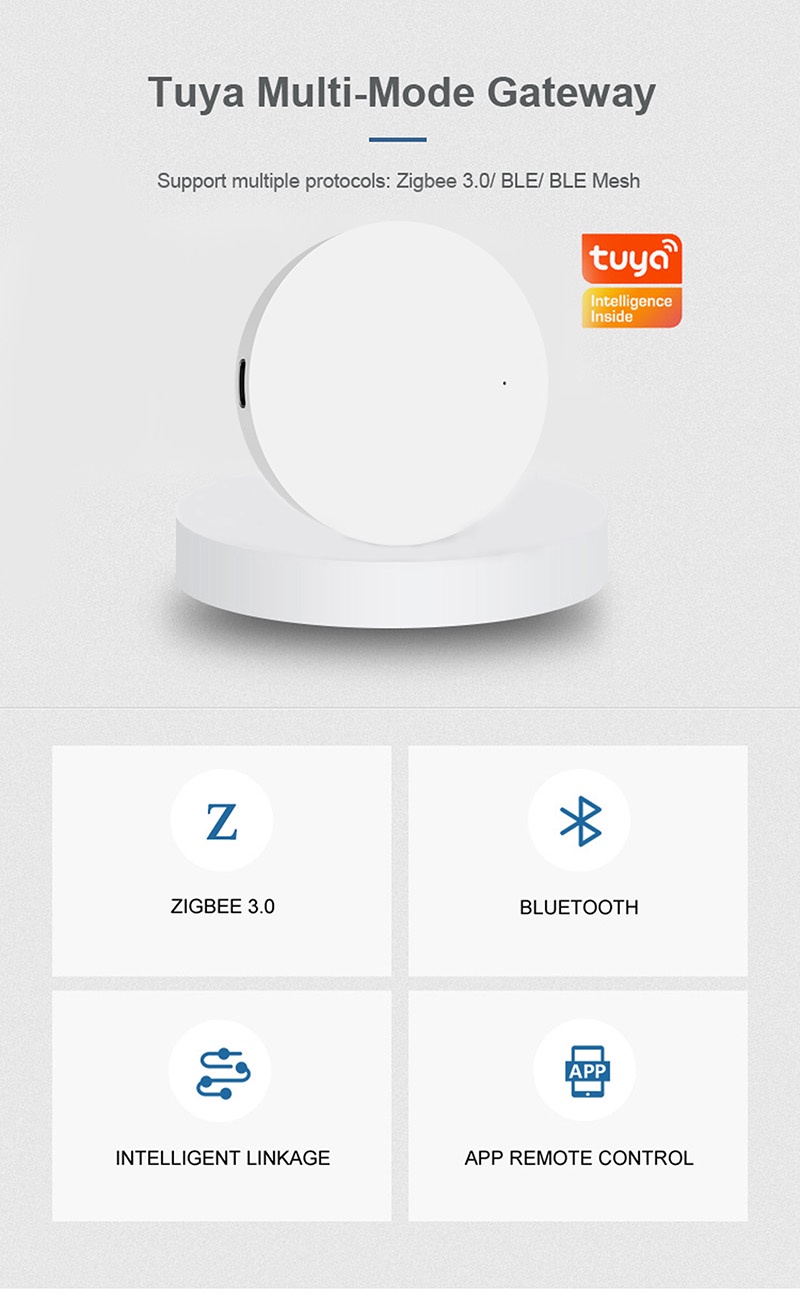 Tuya Zigbee Bluetooth Gateway Wireless BLE-Mesh Hub Smart Home Bridge ...