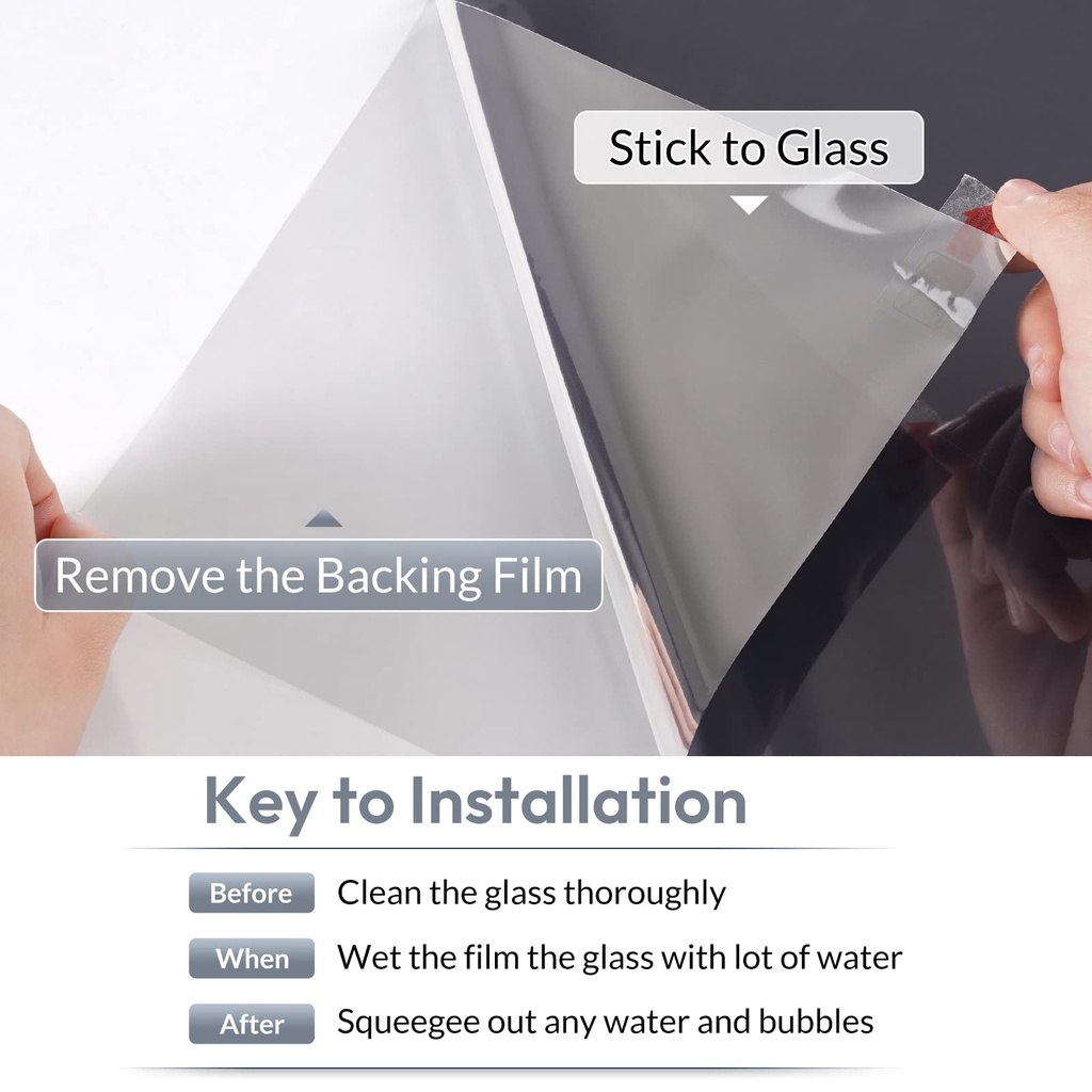 Black Silver One-Way Privacy Film for Household Sunshade Electrostatic ...