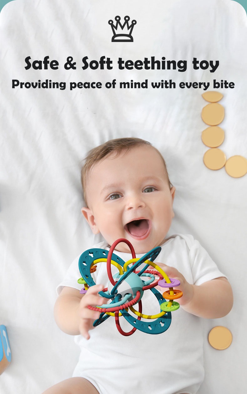Baby Teether, Winkel Rattle. Soft Silicon. Manhattan Hand Ball. Infant ...