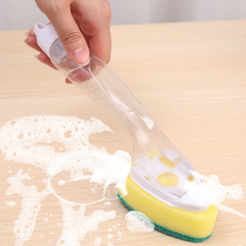 Sponge Soap Dispenser Dish Washing Brush With Refill Liquid Handle / 3 ...