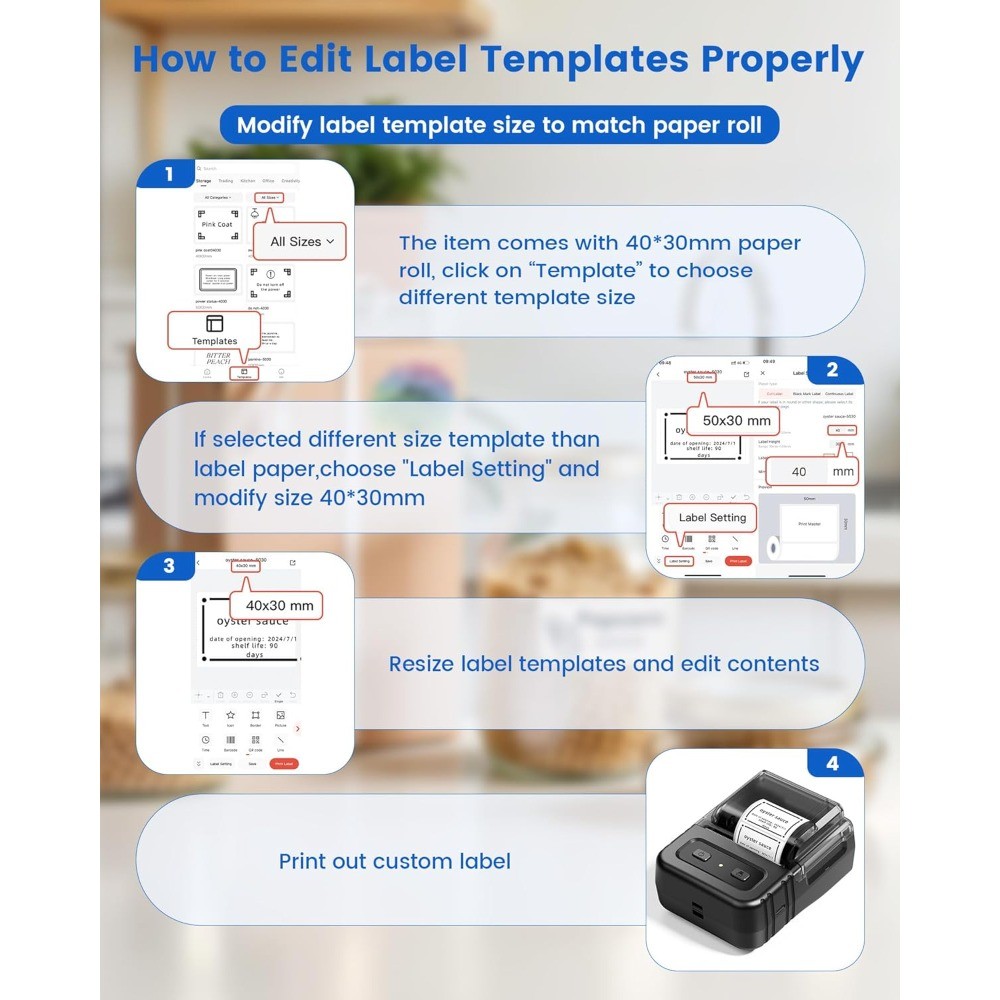M102 Mini Label Printer Bluetooth Thermal Label Makers 50mm Barcode ...