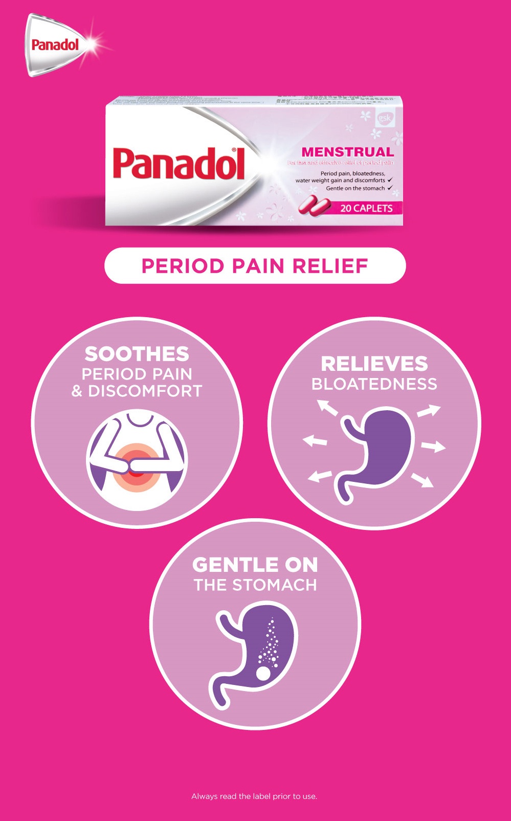 PANADOL Menstrual, Paracetamol for Fast & Effective Period Pain Relief ...
