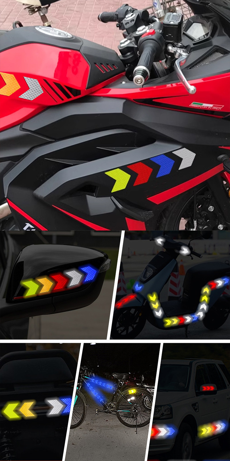 10pcs Car Reflective Arrow Sign Sticker - Night Driving Safety ...