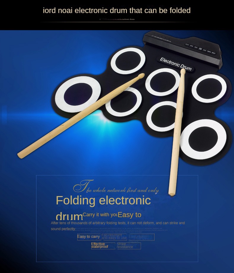 【Original and genuine】Electronic Drum Set USB Roll-Up Portable Foldable ...